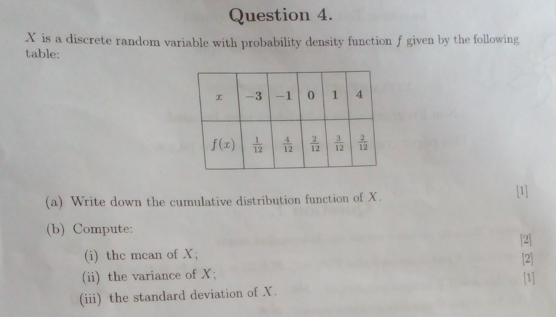 Solved X is a discrete random variable with probability | Chegg.com