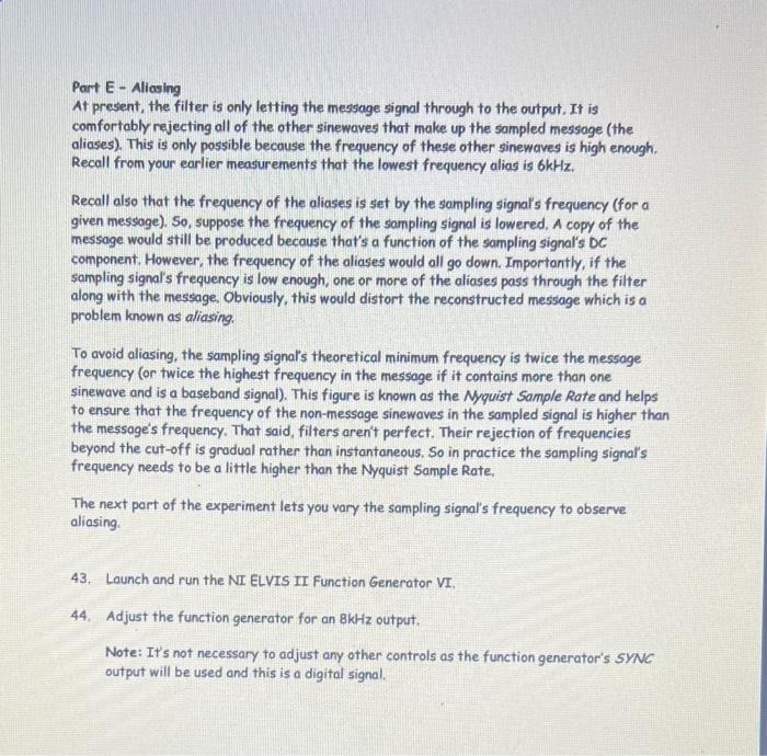 Solved Part E-Aliasing At present, the filter is only | Chegg.com