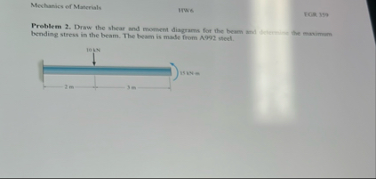 Solved Mechanics of MaterialsHW6ECR 399Problem 2. ﻿Draw the | Chegg.com