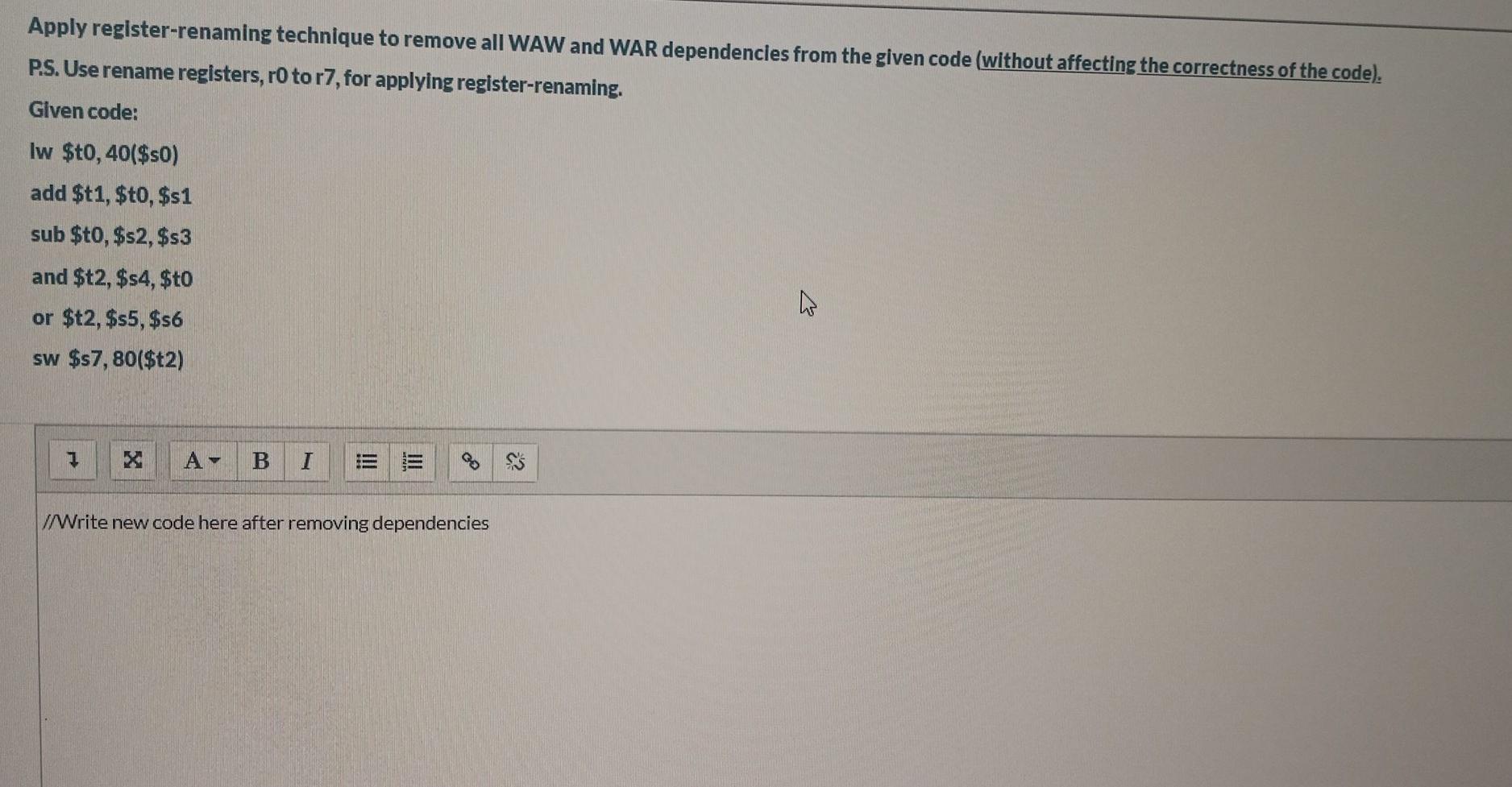 Solved Apply register-renaming technique to remove all WAW | Chegg.com