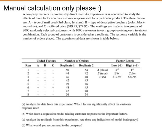 Manual calculation only please :) A company markets | Chegg.com