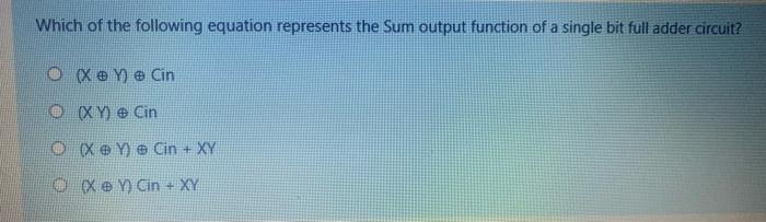 Solved Which of the following equation represents the Sum | Chegg.com