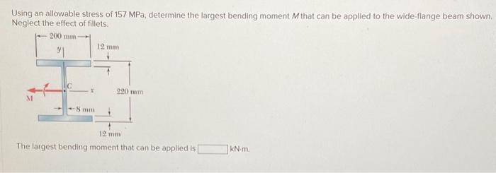 Solved Using an allowable stress of 157MPa, determine the | Chegg.com