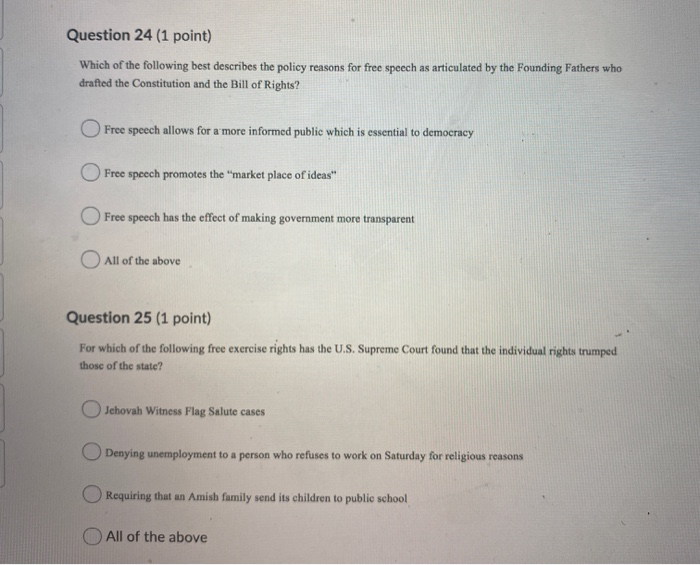 Solved Question 22 (1 point) Which of the following are | Chegg.com