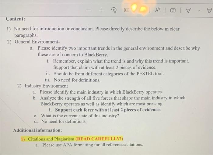Solved General Environment- a. Please identify two important | Chegg.com
