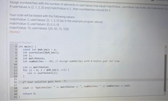 Solved Assign numMatches with the number of elements in | Chegg.com