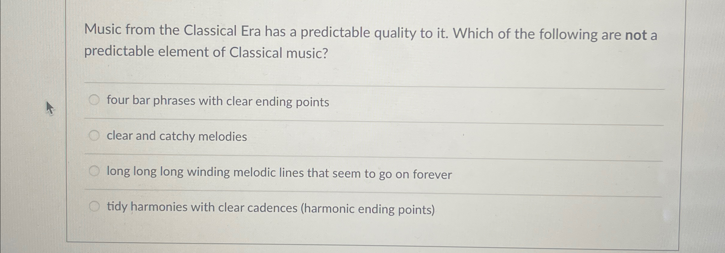 Solved Music from the Classical Era has a predictable | Chegg.com