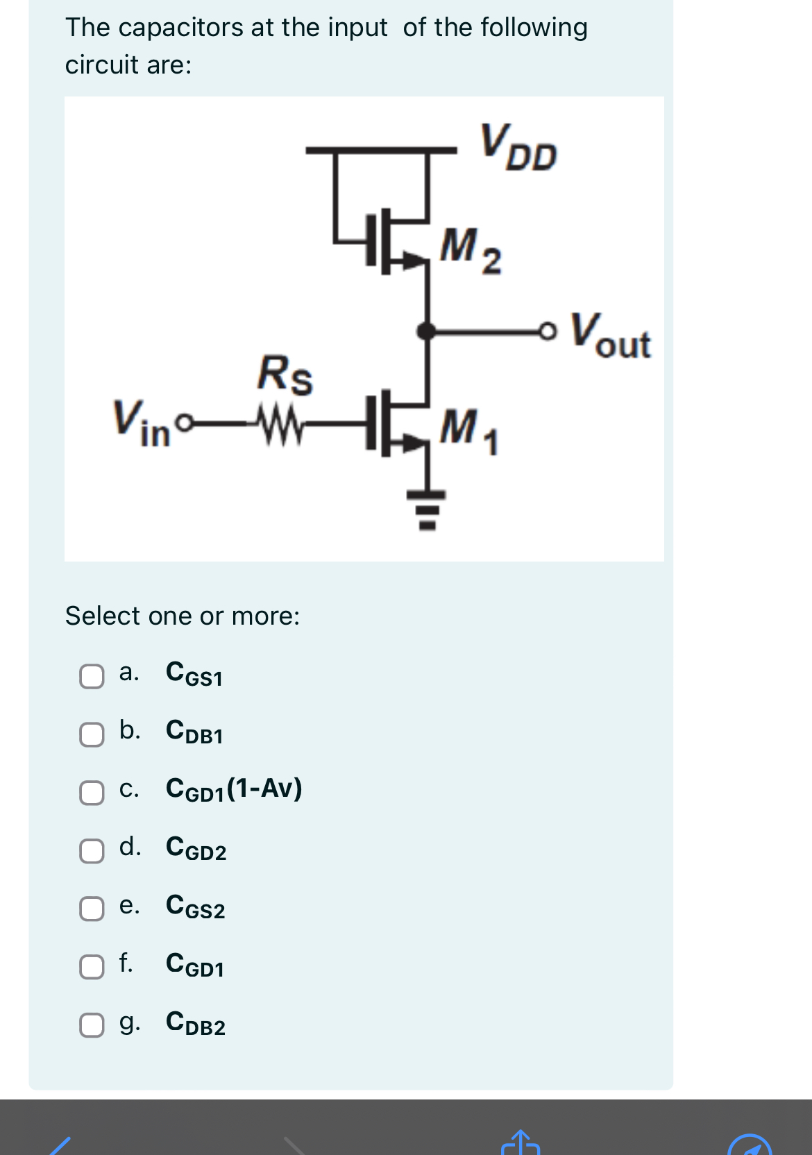Solved The capacitors at the input of the following circuit | Chegg.com