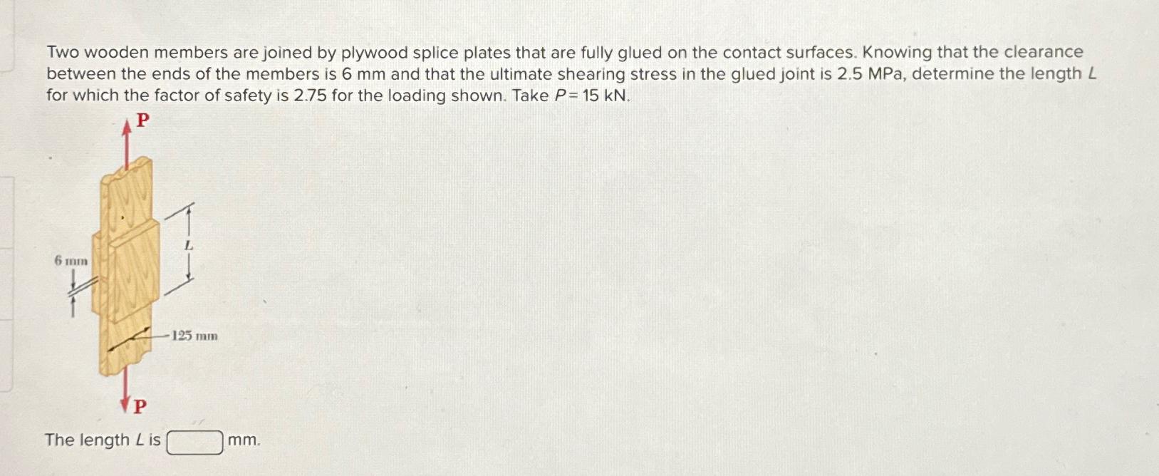 Solved Two wooden members are joined by plywood splice | Chegg.com