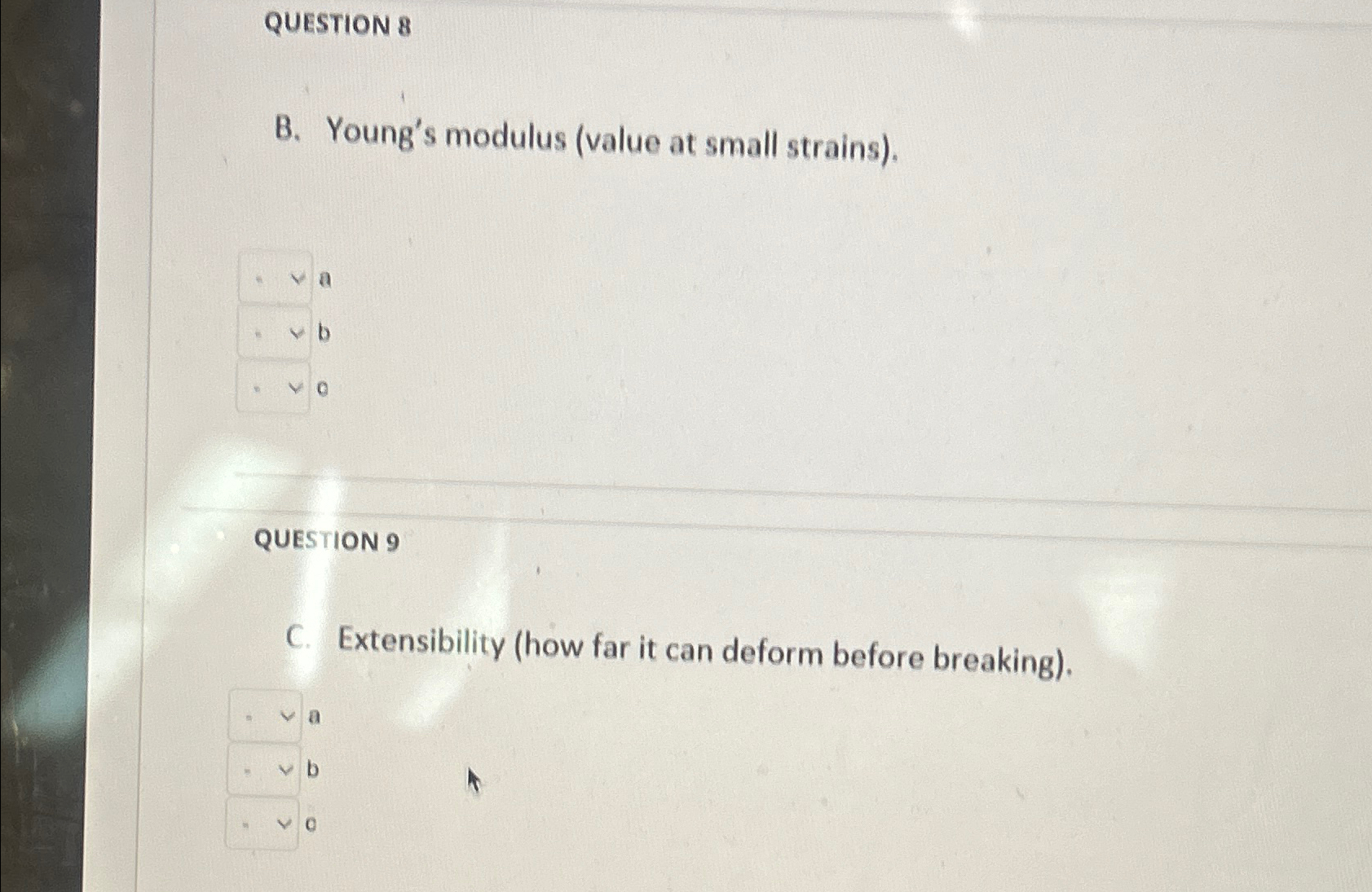 Solved QUESTION 8B. ﻿Young's modulus (value at small | Chegg.com