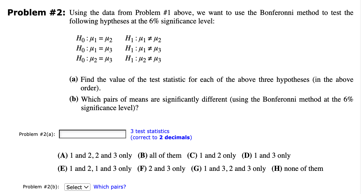 Solved Problem # 2: Using the data from Problem #1 above, | Chegg.com Solved Problem # 2: Using the data from Problem #1 above, | Chegg.com
