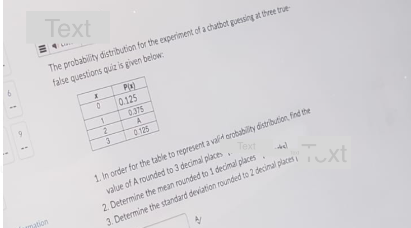 Solved The probability distribution for the experiment of a | Chegg.com