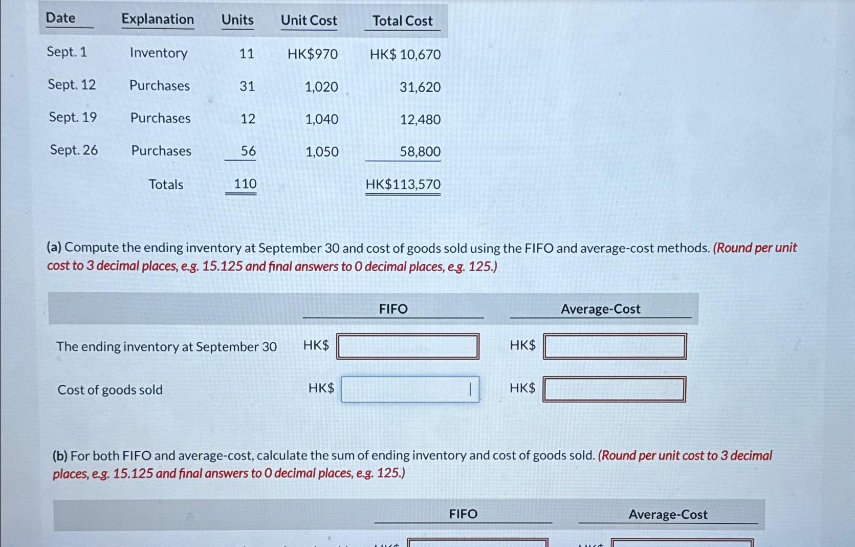 \table[[Date,Explanation,Units,Unit Cost,Total | Chegg.com