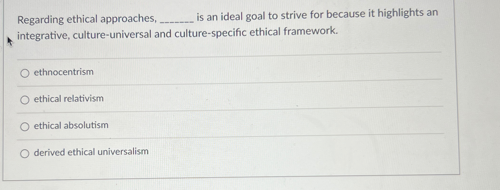 Solved highlights an integrative, culture-universal and | Chegg.com