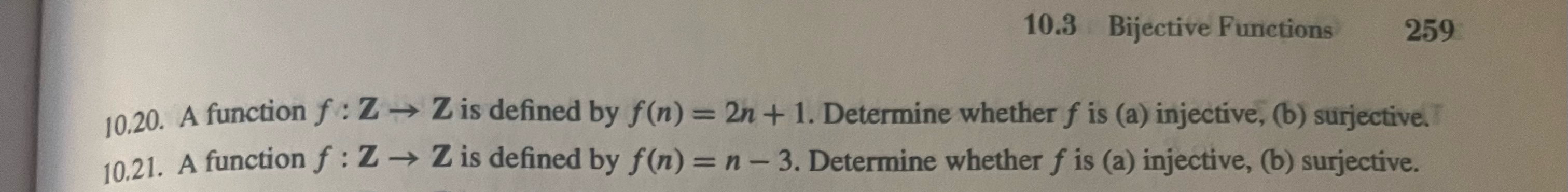 Solved 10.21. ﻿A function f:Z→Z ﻿is defined by f(n)=n-3. | Chegg.com