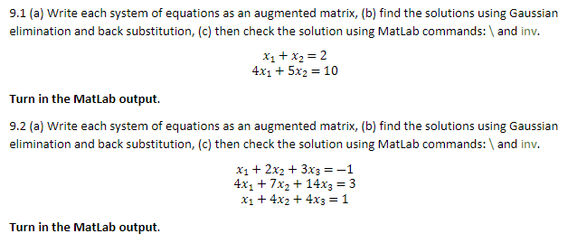 Solved 9.1 (a) ﻿Write each system of equations as an | Chegg.com