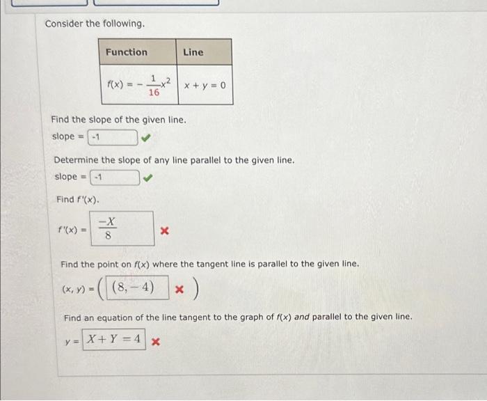 Solved Consider the following. Find the slope of the given | Chegg.com