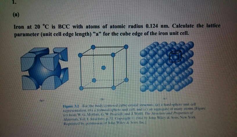 Solved 1. Iron at 20 °C is BCC with atoms of atomic radius | Chegg.com