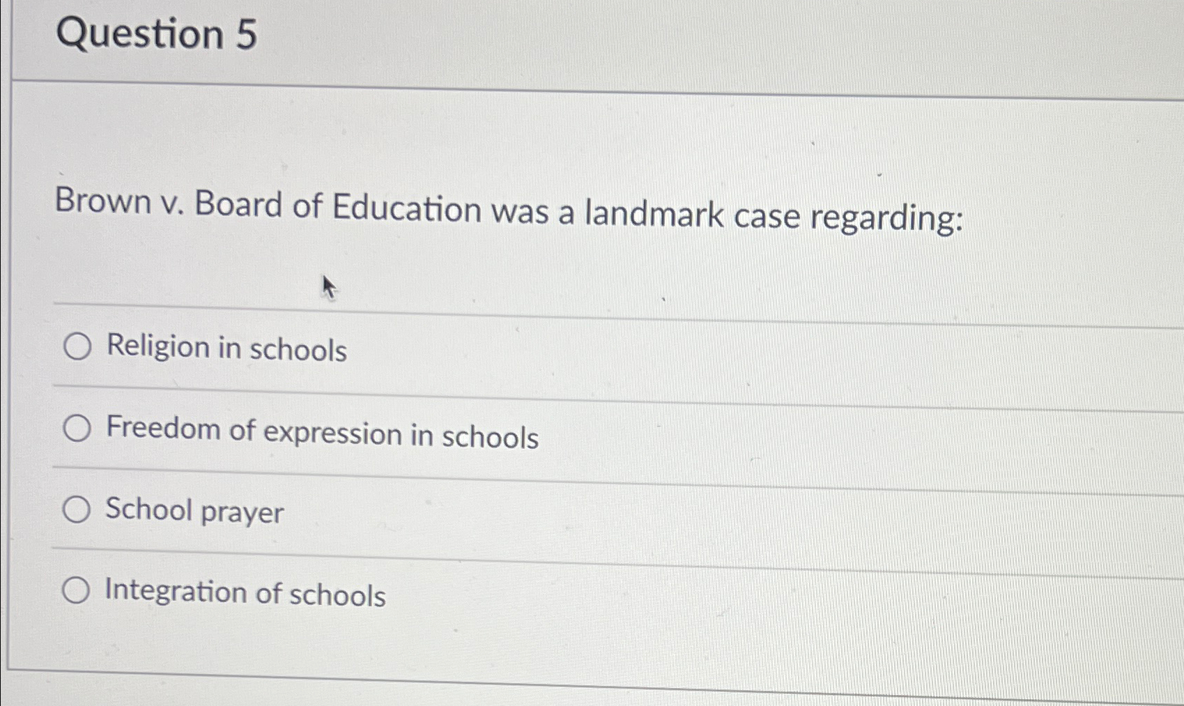Solved Question 5Brown v. ﻿Board of Education was a landmark | Chegg.com