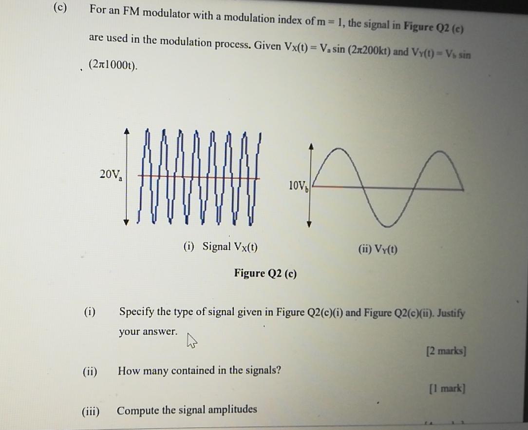 Solved For an FM modulator with a modulation index of m= 1, | Chegg.com