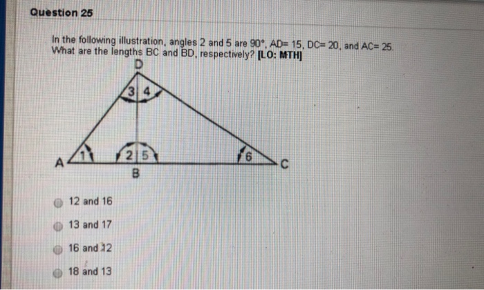 Solved Question 25 In the following illustration, angles 2 | Chegg.com