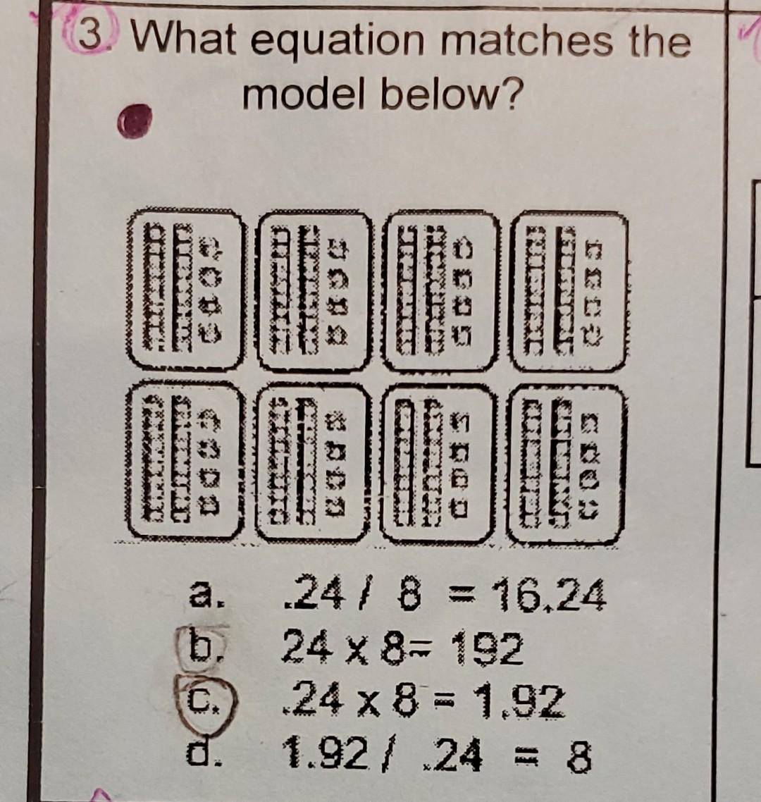 Solved 3. What equation matches the | Chegg.com