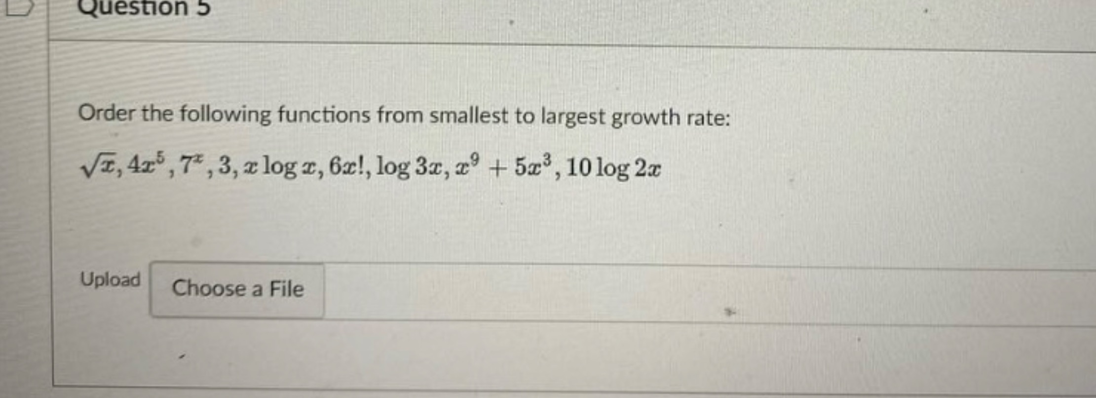 Solved Order the following functions from smallest to | Chegg.com