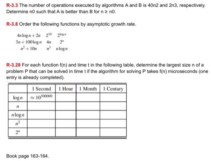 Solved R-3.3 The number of operations executed by algorithms | Chegg.com