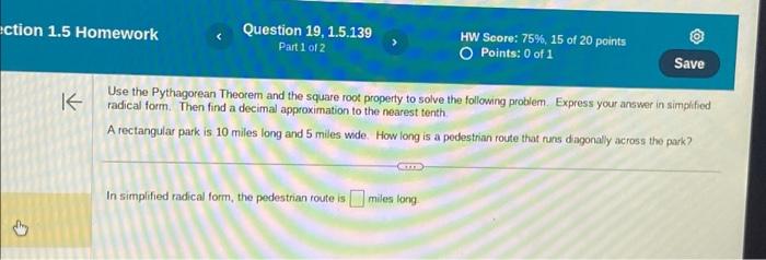 Solved Use the Pythagorean Theorem and the square root | Chegg.com