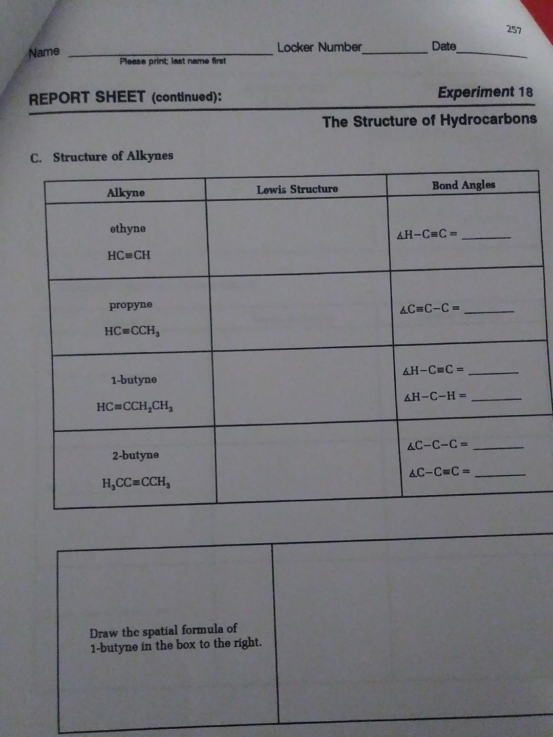 Solved 257 Locker Number Date Name Please print last name | Chegg.com
