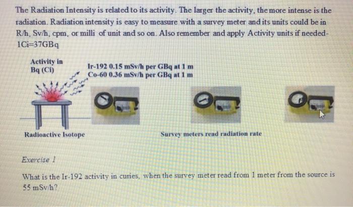 Solved Exercise 1 What is the Ir-192 activity in curies, | Chegg.com