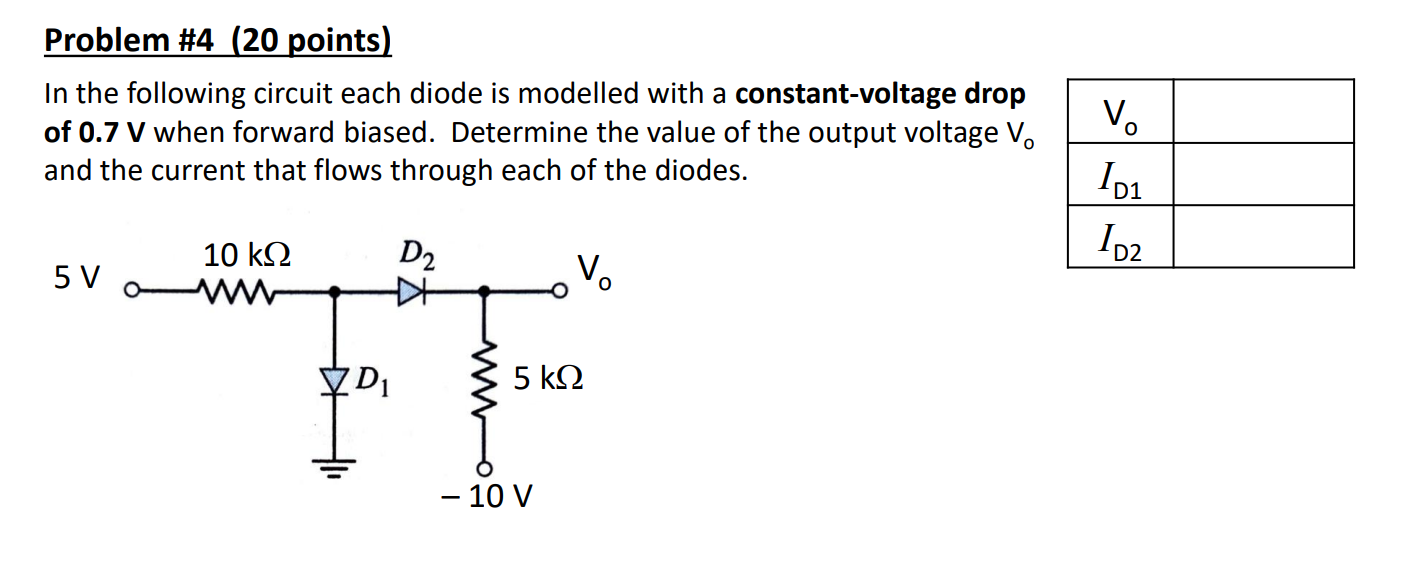 Solved In the following circuit each diode is modelled with | Chegg.com