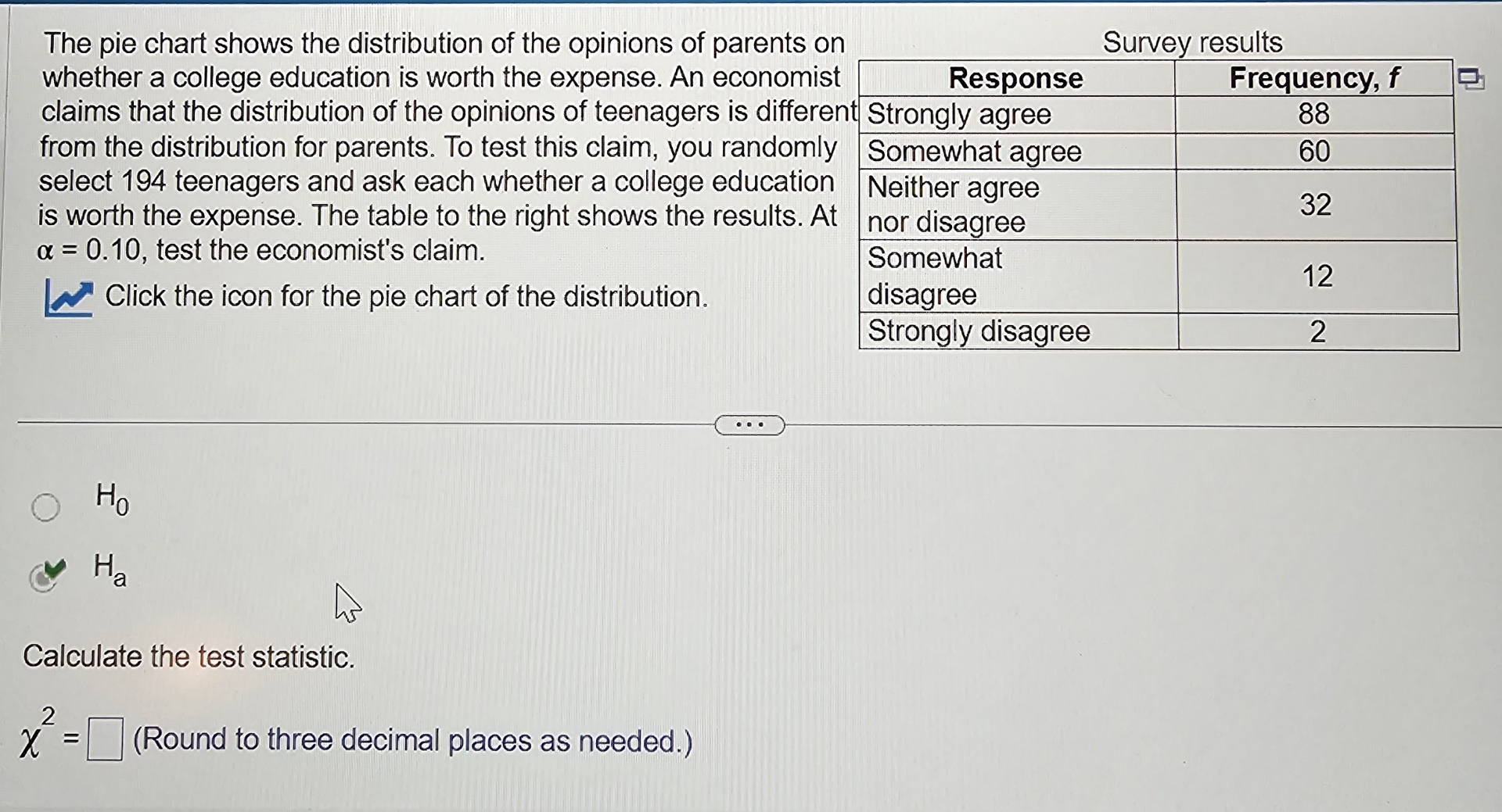 Solved The pie chart shows the distribution of the opinions | Chegg.com