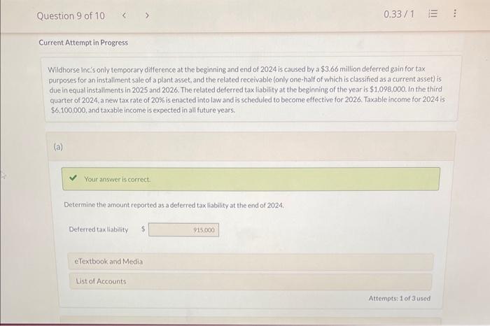 Solved Wildhorse inc's only temporary difference at the | Chegg.com