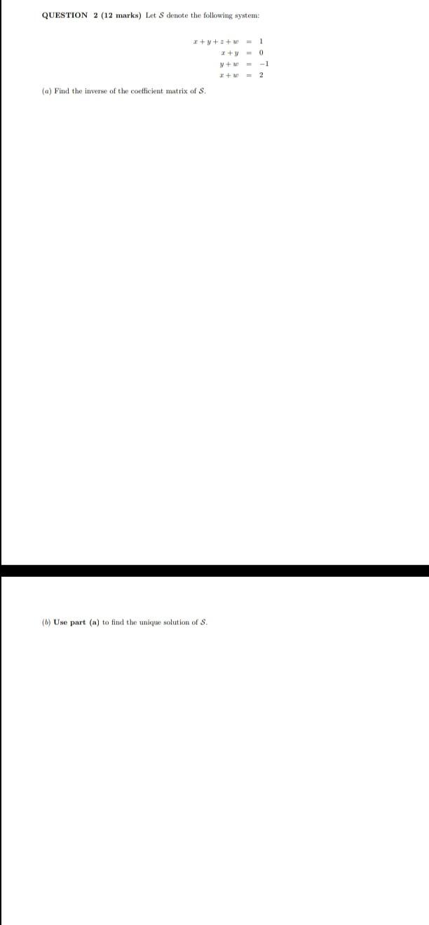 Solved QUESTION 2 (12 marks) Let S denote the following | Chegg.com