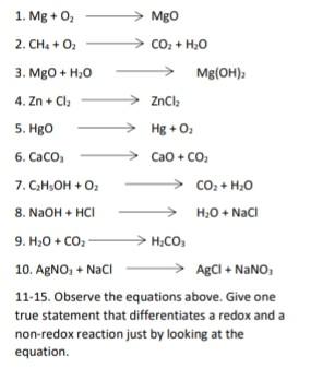 Solved 1. Mg+O Mgo 2. CHA+O O2 CO2 + H20 3. MgO + H20 | Chegg.com