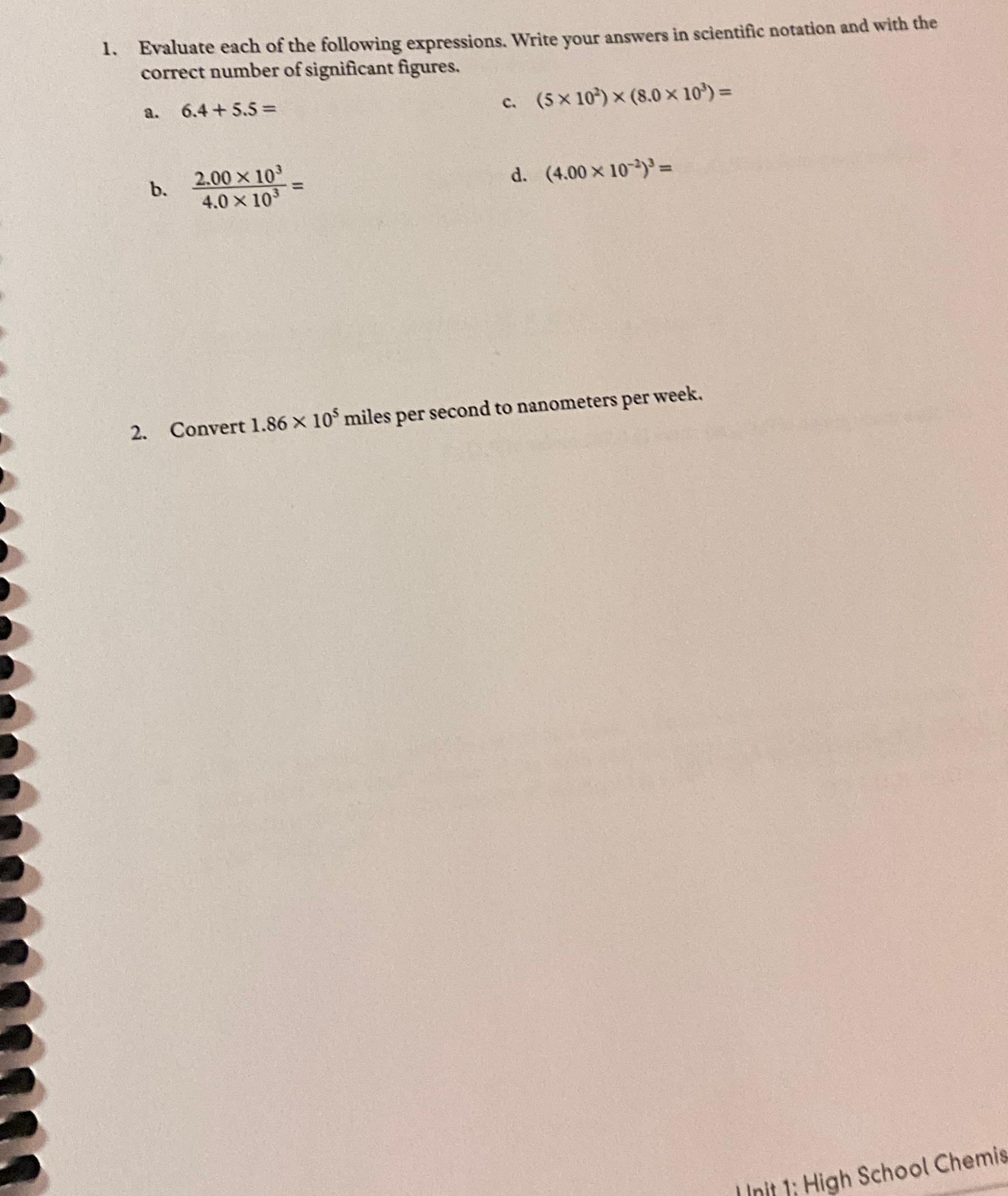Evaluate each of the following expressions. Write | Chegg.com
