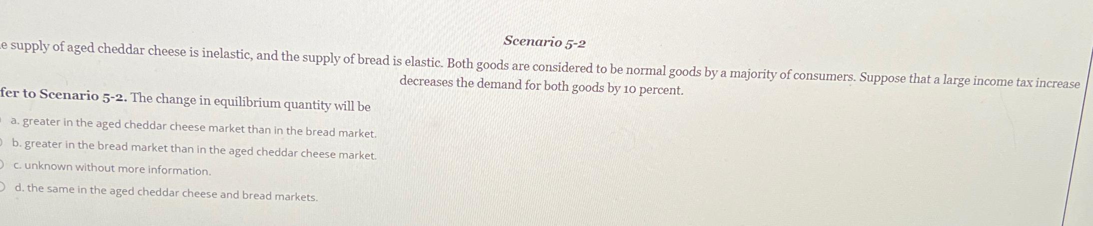 Solved Scenario 5-2e supply of aged cheddar cheese is | Chegg.com