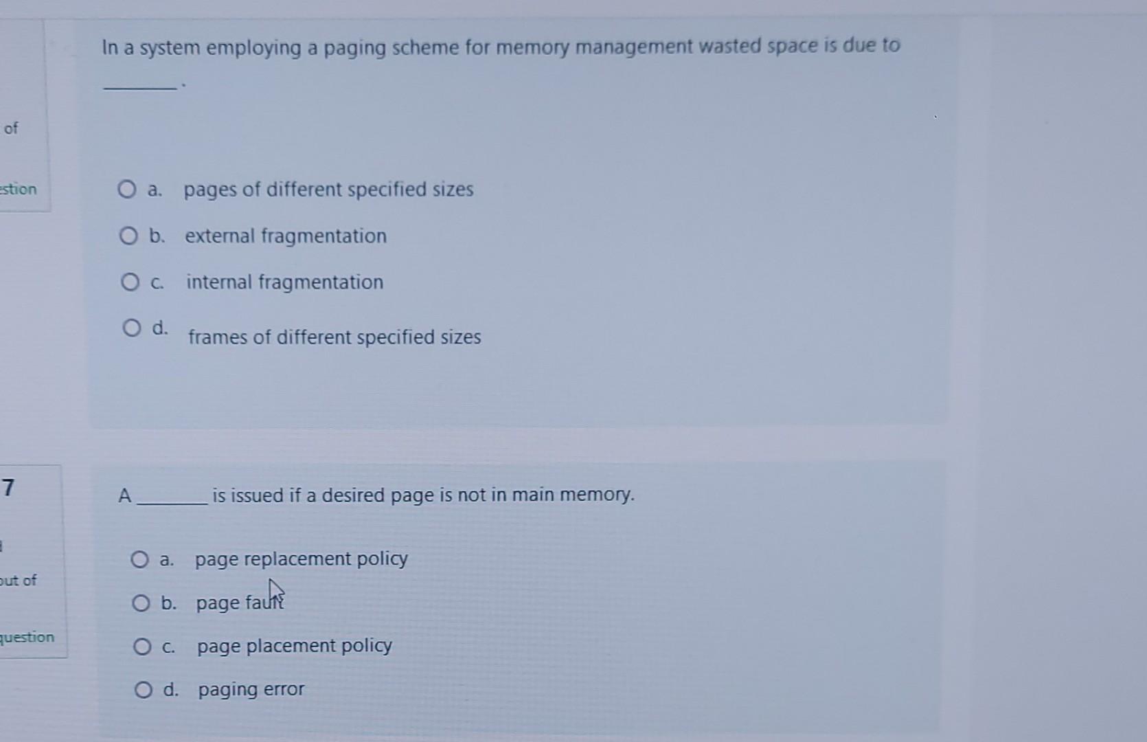 Solved In a system employing a paging scheme for memory | Chegg.com