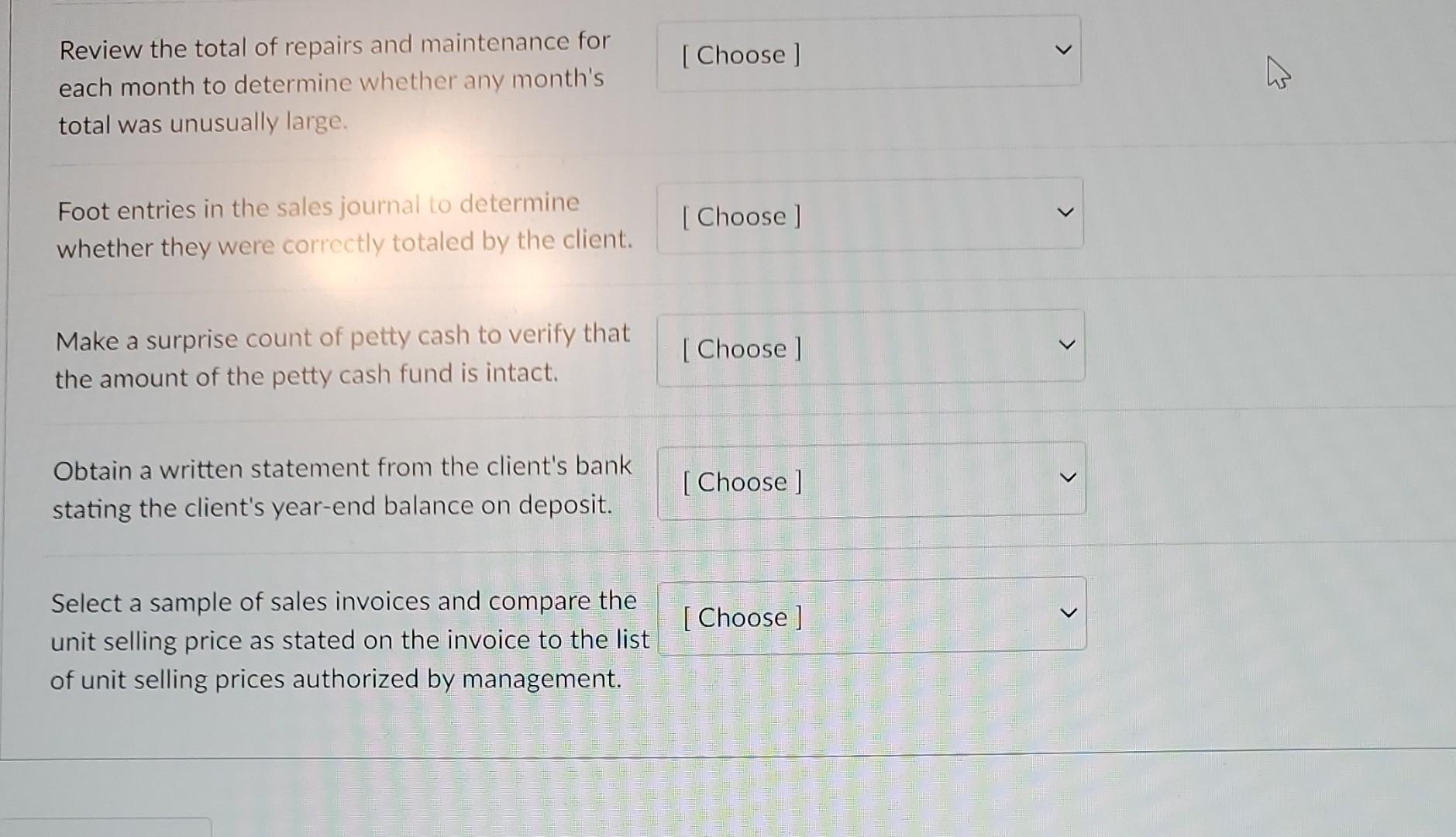 Solved Below are 10 audit procedures. Classify each | Chegg.com