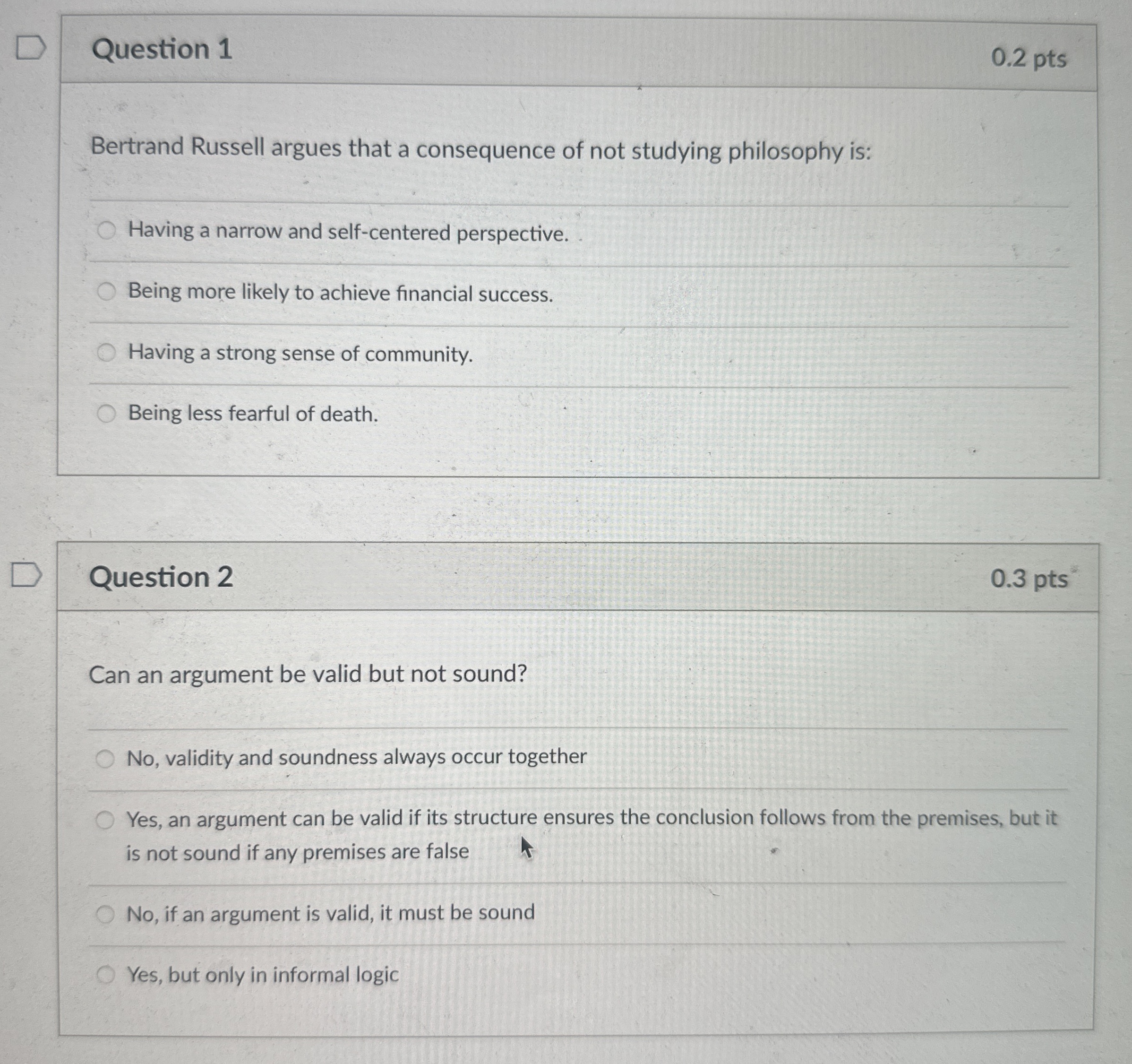 Solved Question 10.2 ﻿ptsBertrand Russell argues that a | Chegg.com