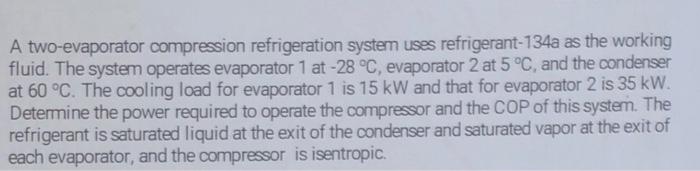 Solved A two-evaporator compression refrigeration system | Chegg.com