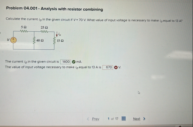 Solved Problem 04.001 - ﻿Analysis with resistor | Chegg.com
