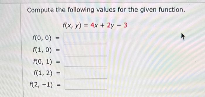 Solved Compute the following values for the given function. | Chegg.com