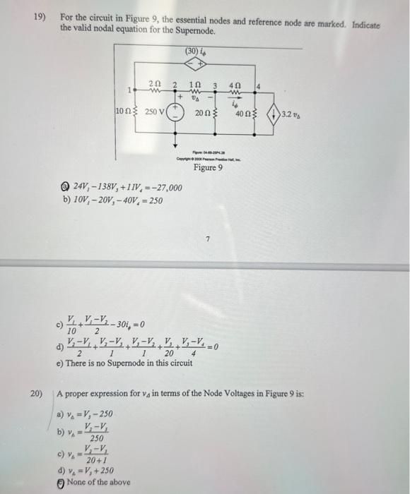 Solved 19) For the circuit in Figure 9, the essential nodes | Chegg.com