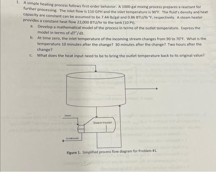 Solved 1. A simple heating process follows first-order | Chegg.com