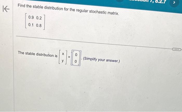 Solved Find the stable distribution for the regular | Chegg.com
