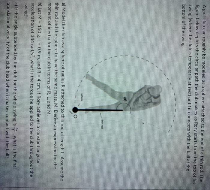 Solved A golf club can roughly be modeled as a sphere | Chegg.com