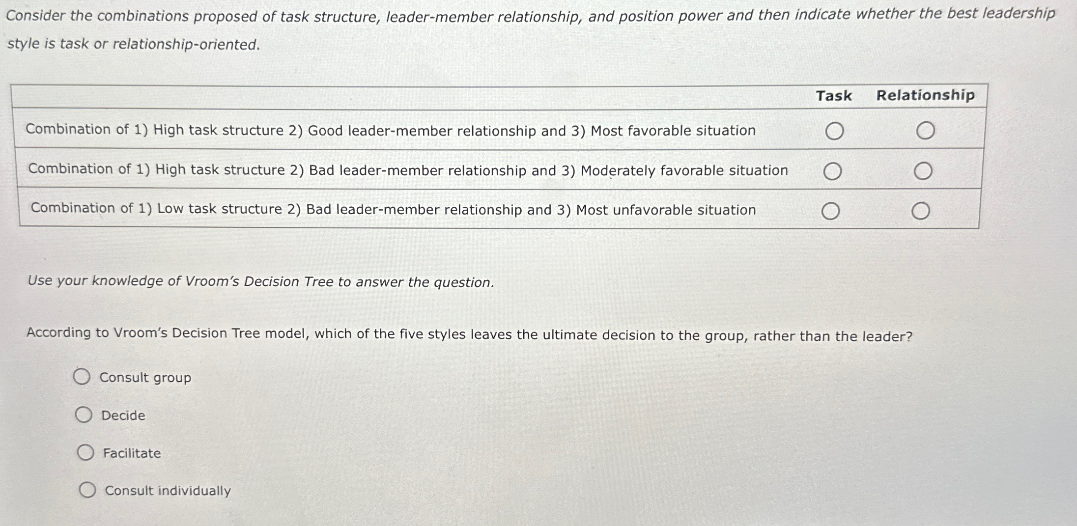 Solved Consider the combinations proposed of task structure, | Chegg.com
