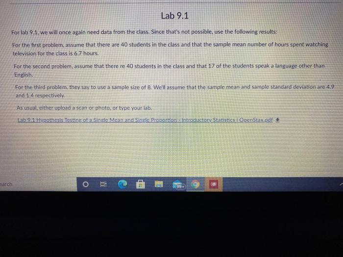 Solved Lab 9.1 For lab 9.1, we will once again need data | Chegg.com